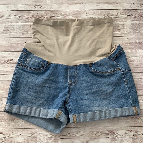 Bella Vida | Shorts | Bella Vida Medium Wash Full Belly Panel Maternity ...